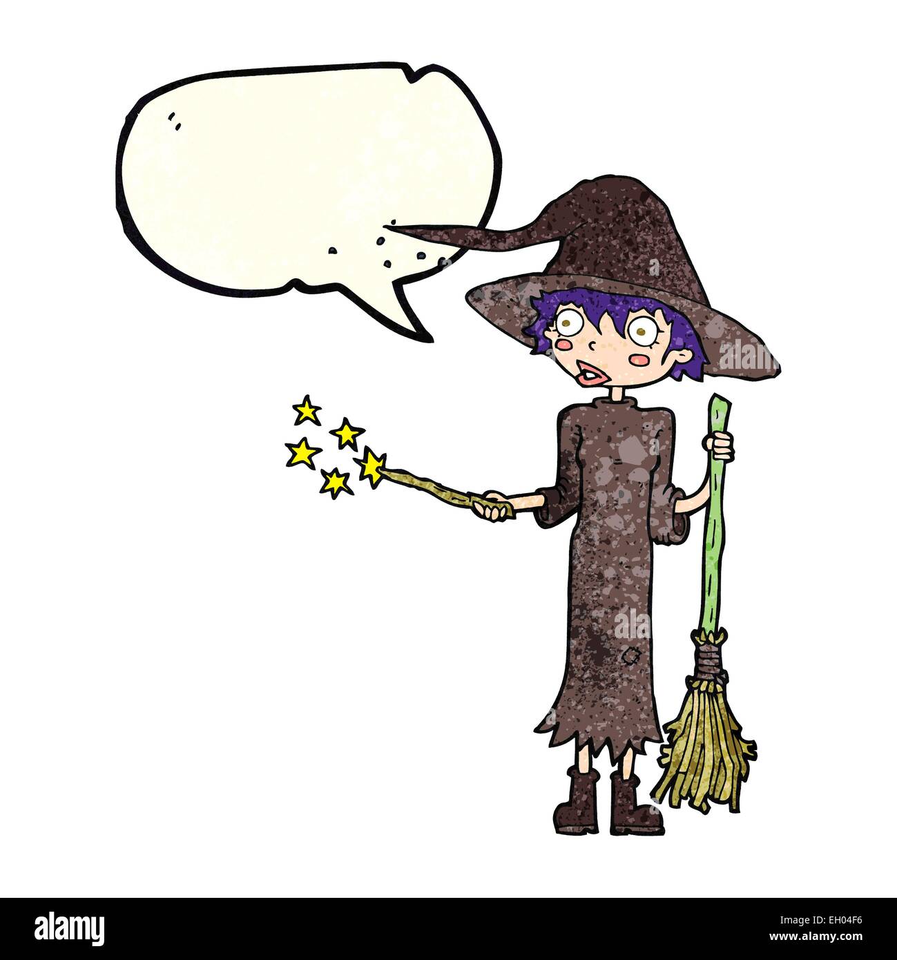cartoon witch casting spell with speech bubble Stock Vector Image & Art ...
