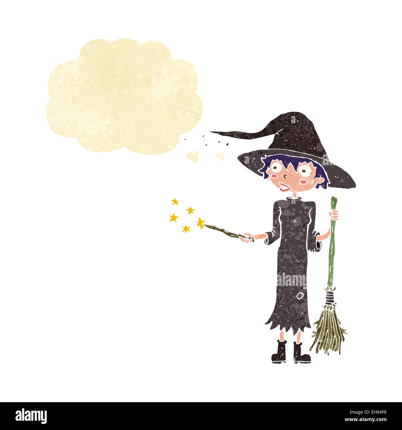 cartoon witch casting spell with thought bubble Stock Vector Image ...