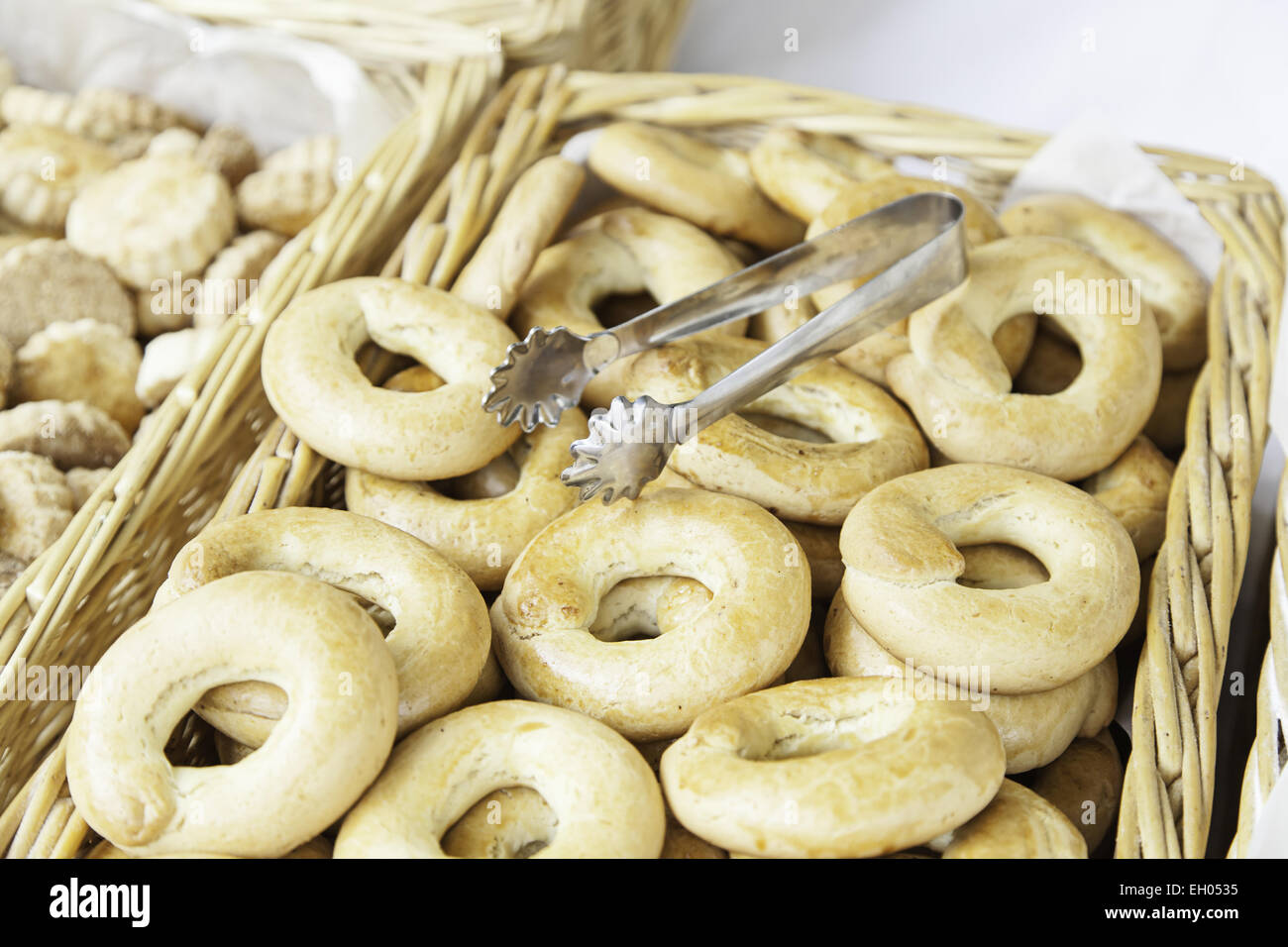 Bagel on a craft market, a typical detail of dessert, food healthy ...