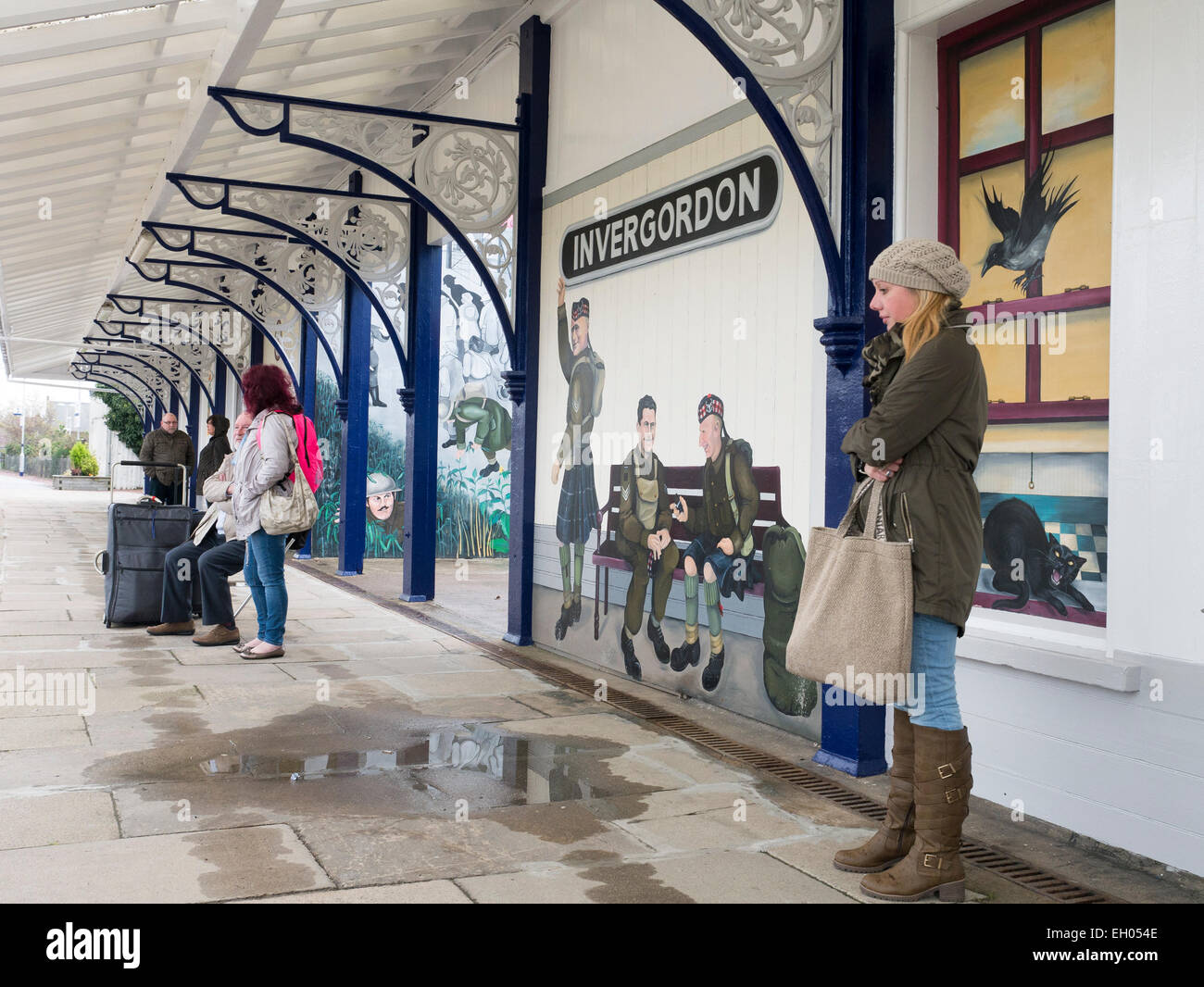 Mural at the Railway Station, Invergordon, Highlands, Scotland Stock ...