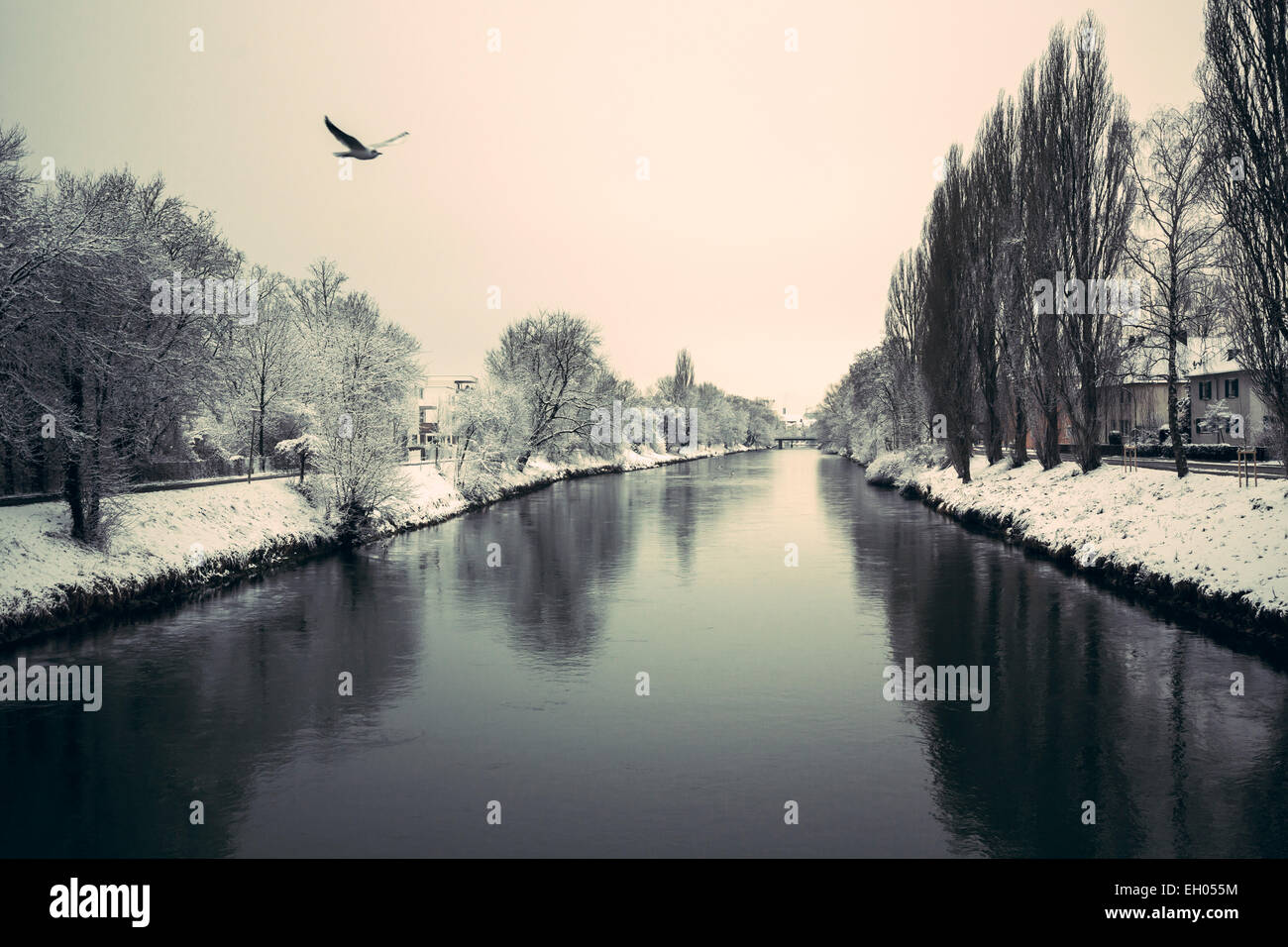 Germany, Landshut, Isar River in winter Stock Photo - Alamy