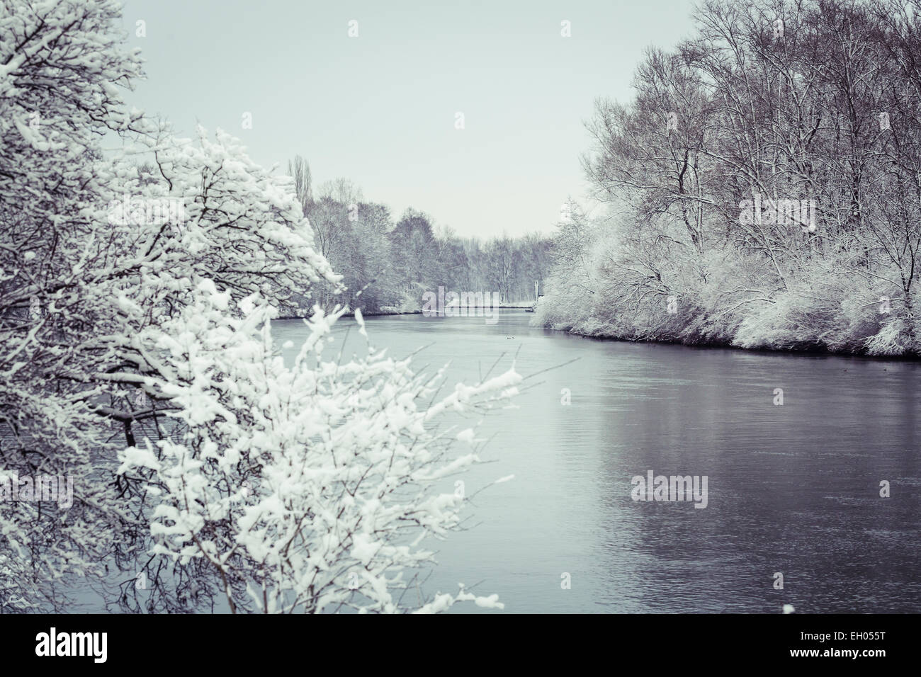 Germany, Landshut, Isar River in winter Stock Photo - Alamy