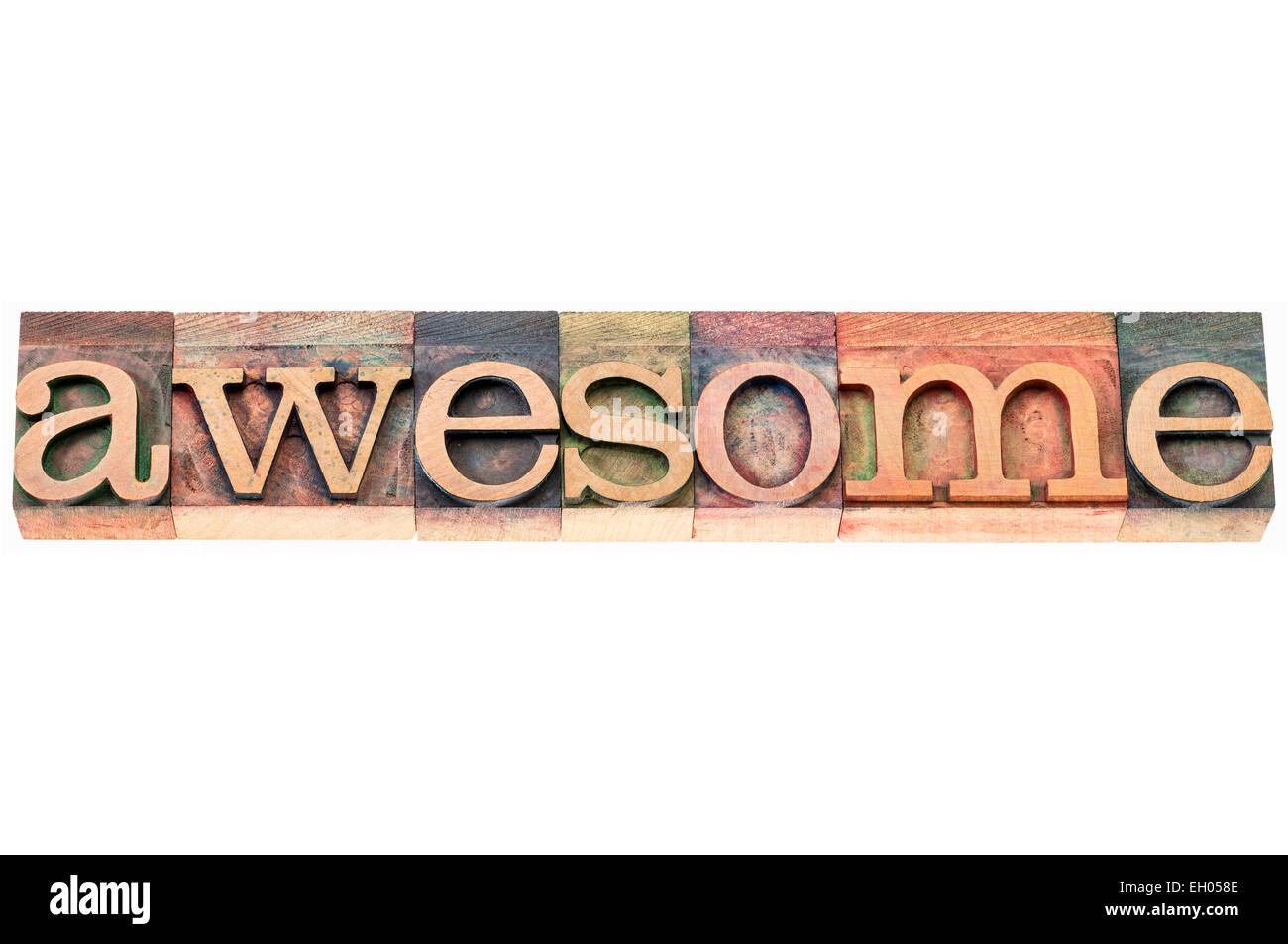 awesome word typography - isolated text in letterpress wood type blocks ...