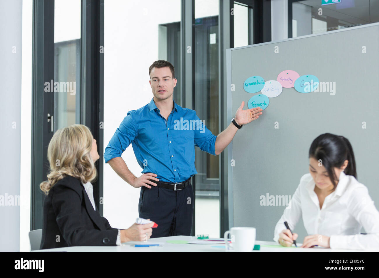 Meeting of three business people in a conference room Stock Photo - Alamy
