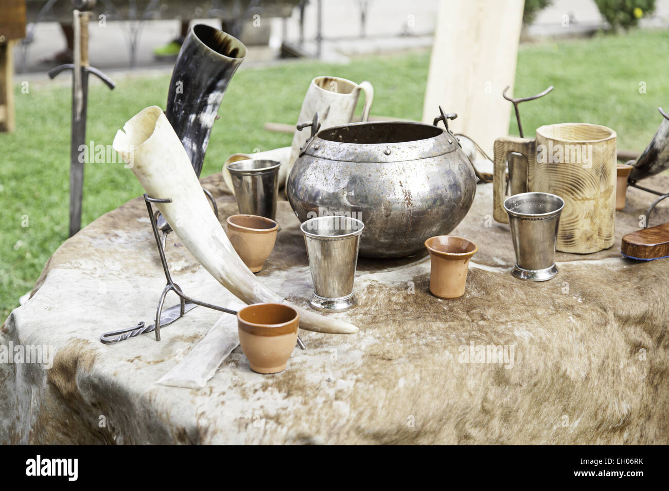Ancient medieval bowls, detail of old containers Stock Photo - Alamy