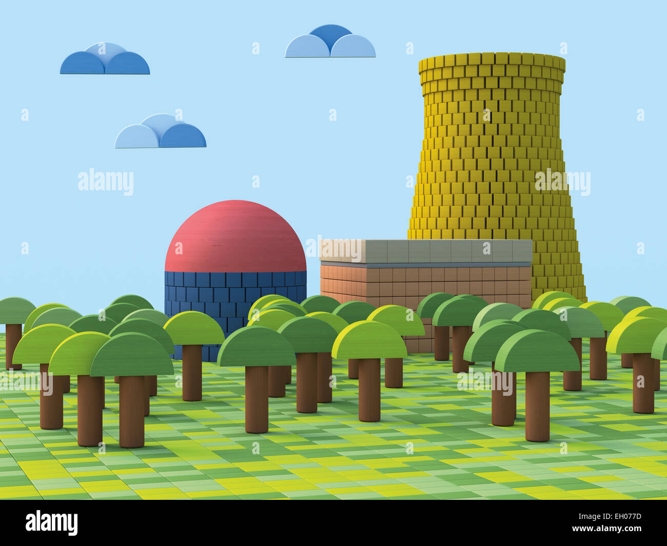 3D Rendering, Nuclear power station from toy blocks Stock Photo - Alamy
