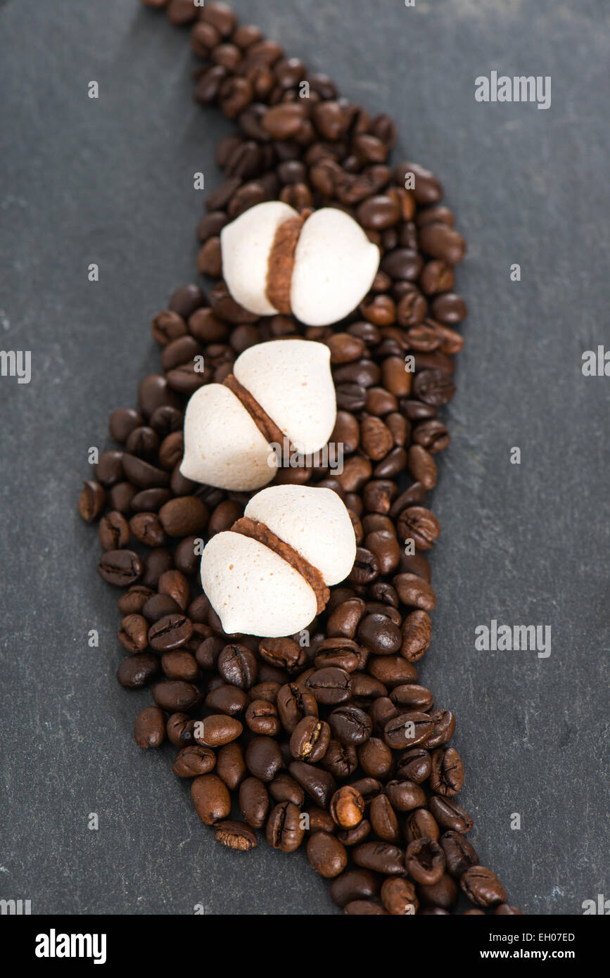 Coffee biscuits with coffee beans Stock Photo - Alamy