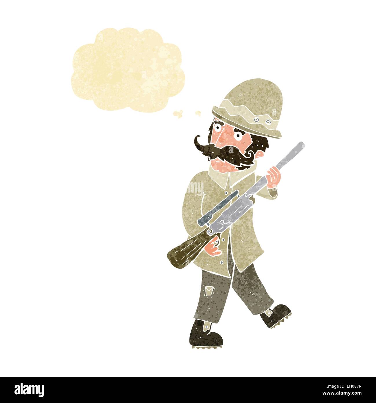 cartoon big game hunter with thought bubble Stock Vector Image & Art ...