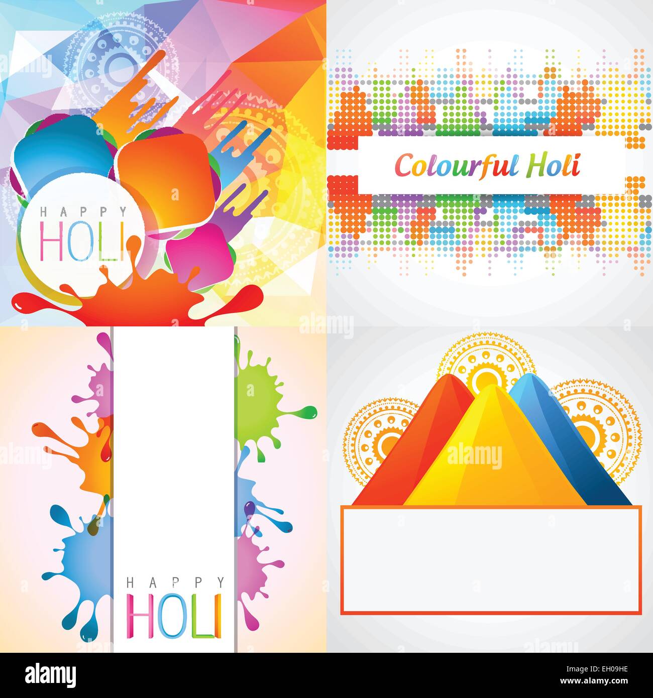 vector set of holi background with colorful gulal Stock Vector Image ...