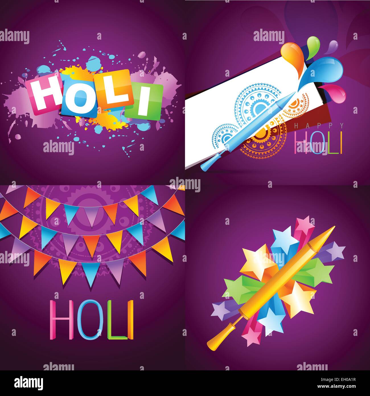 vector beautiful set of holi background illustration with floral and ...