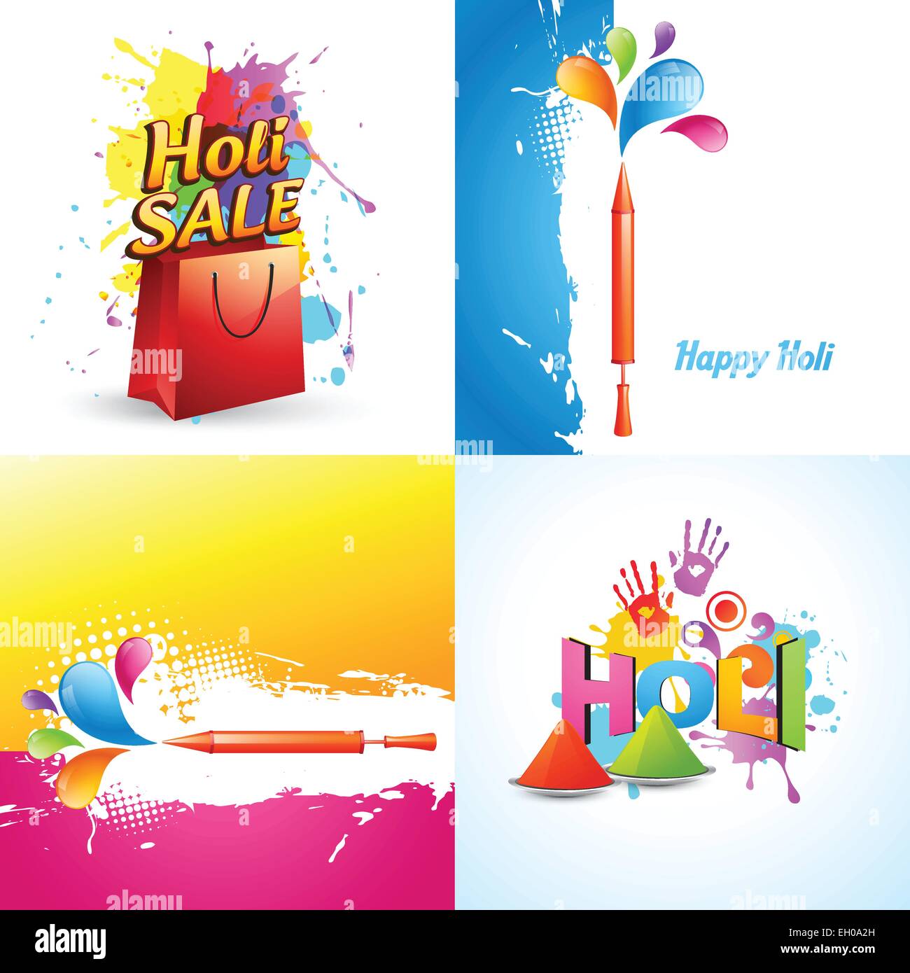 vector set of different holi background with holi sale offer, pichkari ...