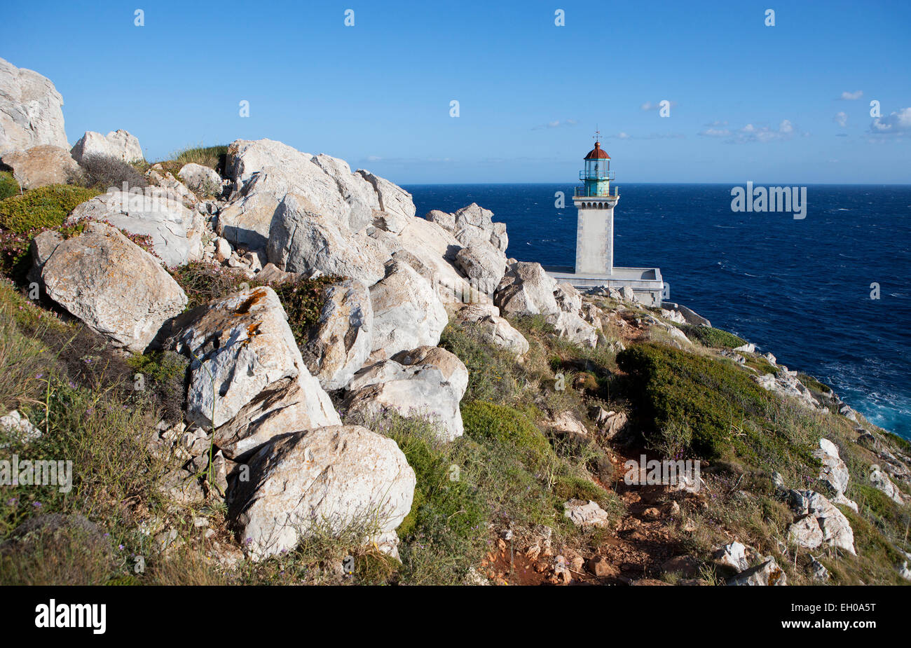Greece, Mani peninsula, lighthouse at Cape Tenaro Stock Photo - Alamy