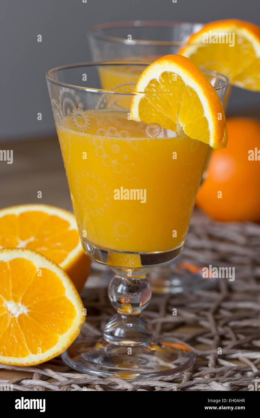 Glass of fresh orange juice Stock Photo - Alamy