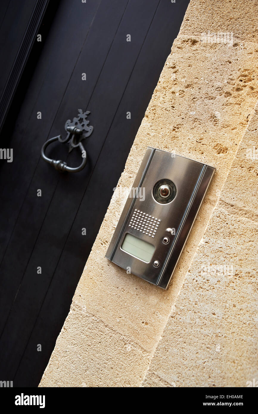 Door knocker and intercom on a facade of a French house Stock Photo - Alamy