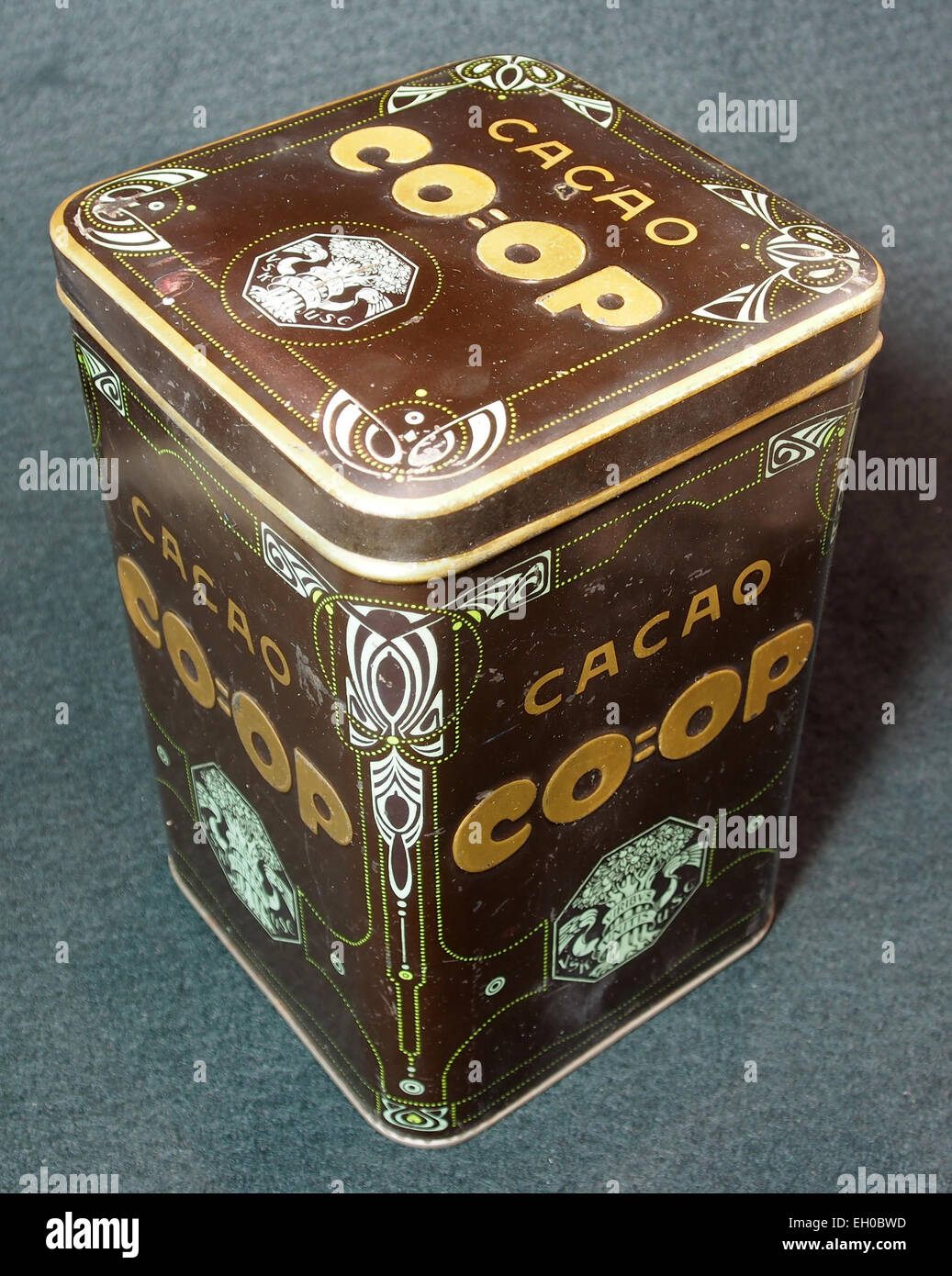 The Co-op cacao tin is a vintage packaging container used for cocoa ...