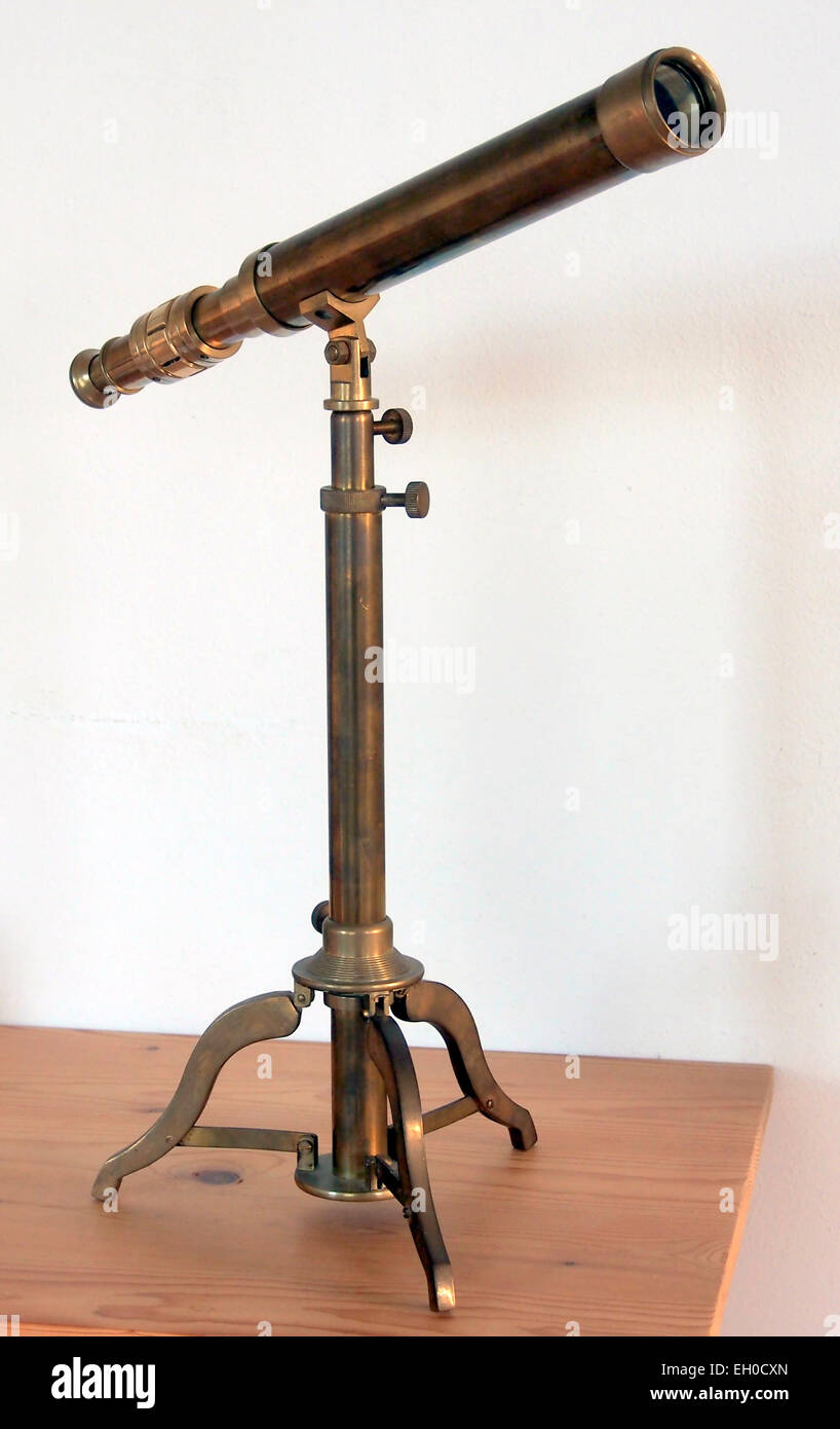 The copper telescope is a vintage optical instrument, valued for its ...