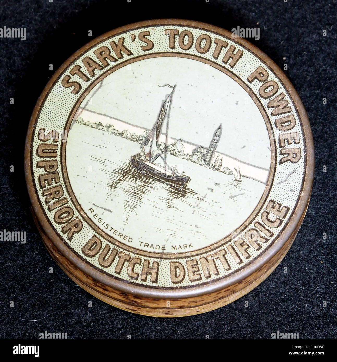 A Starks Tooth Powder tin, used in the early 20th century for dental ...