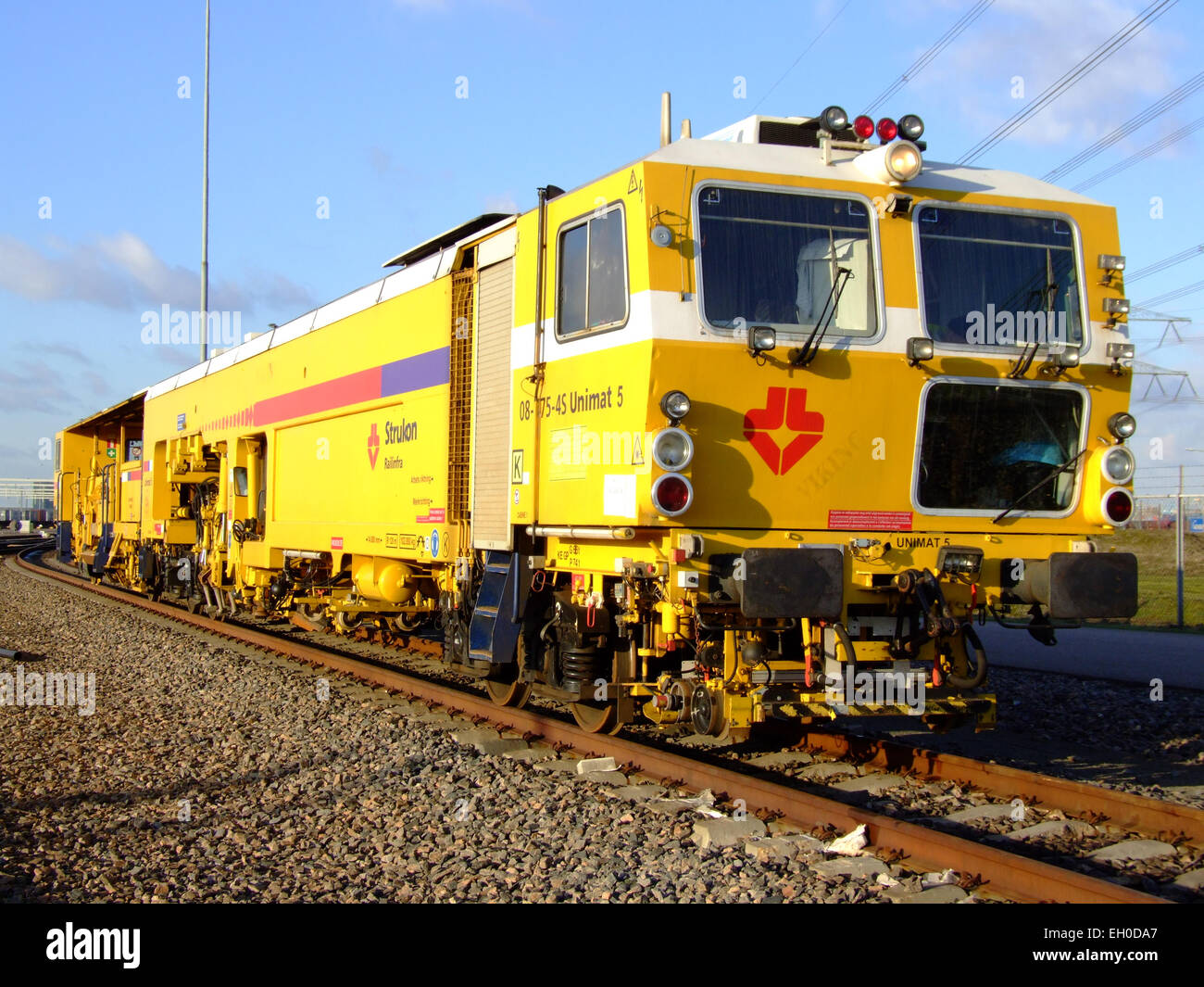 Unimat 5, a mobile rail track construction machine, operating at ...