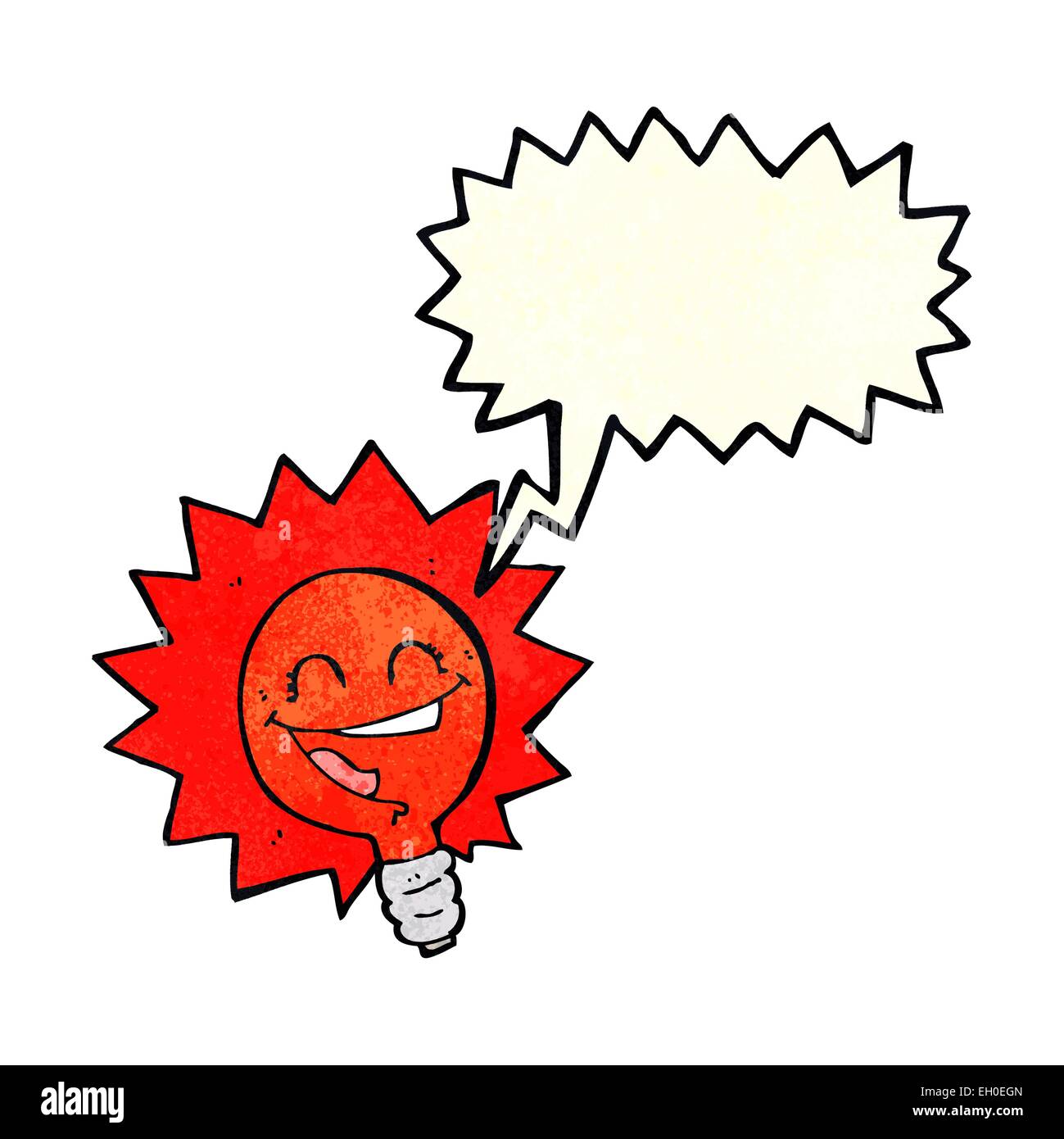 happy flashing red light bulb cartoon with speech bubble Stock Vector ...