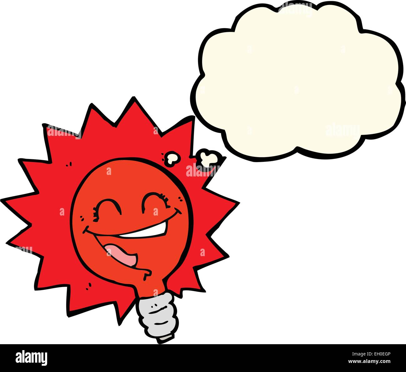 happy flashing red light bulb cartoon with thought bubble Stock Vector ...
