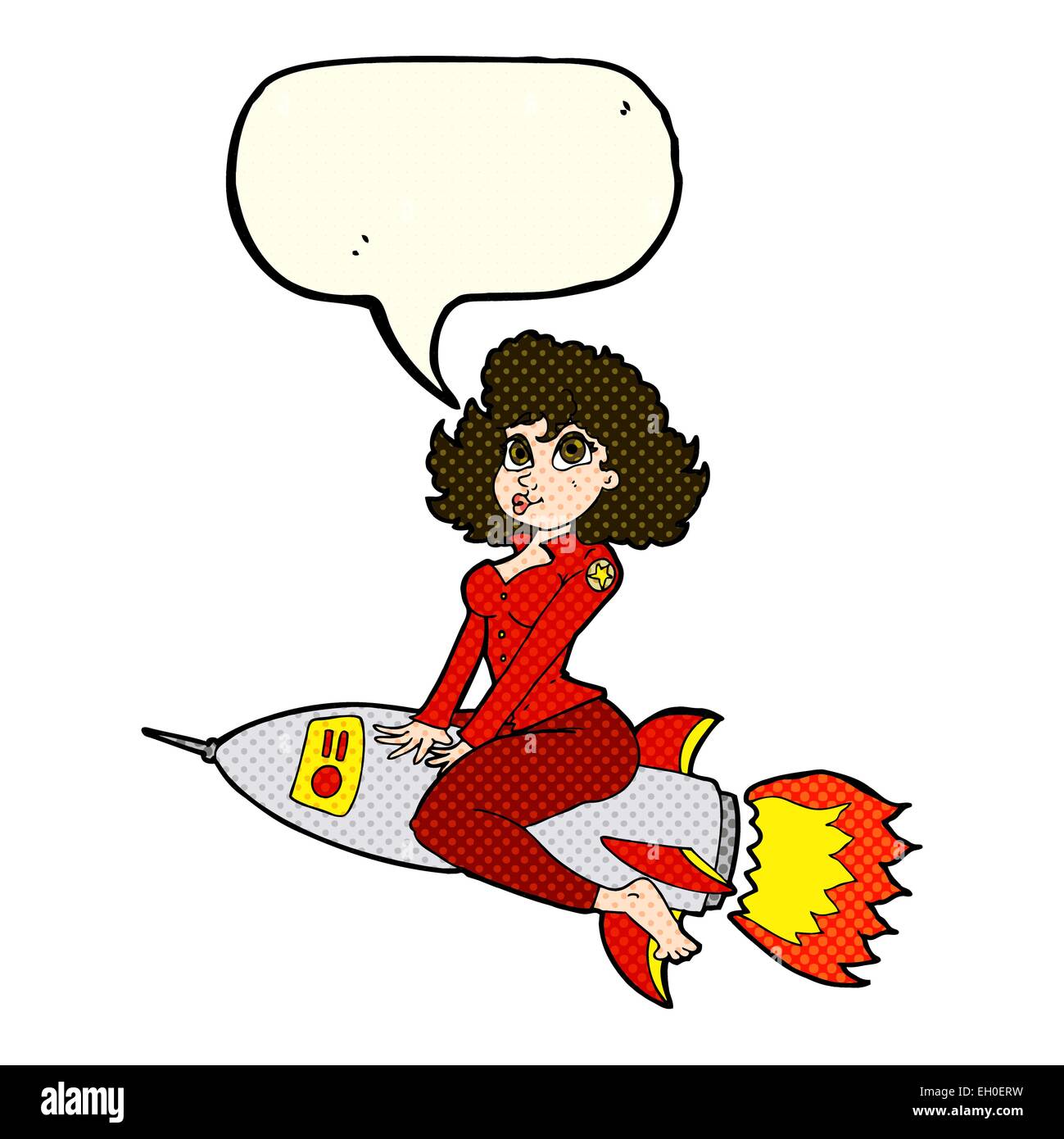 Vintage Women Riding Rocket