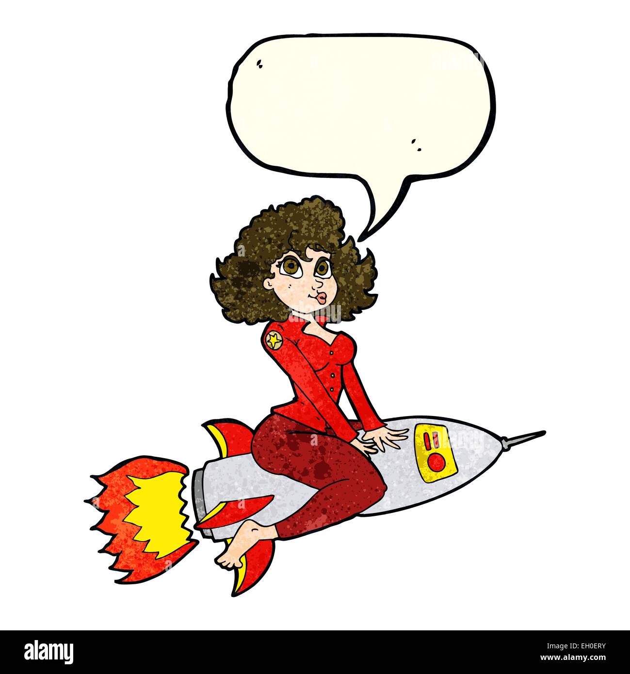 cartoon army pin up girl riding missile with speech bubble Stock Vector ...