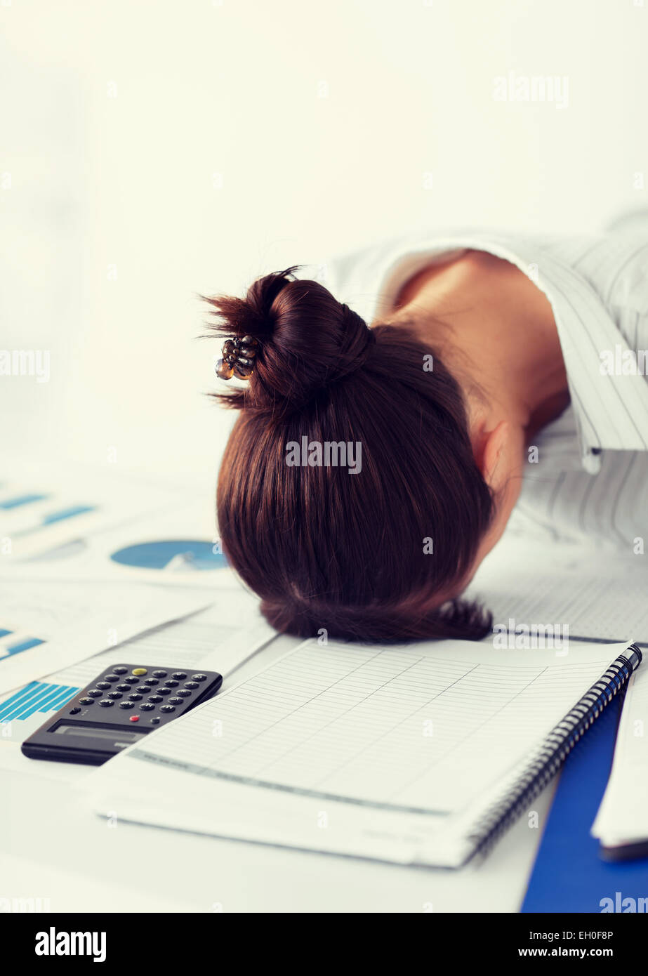 woman sleeping at work in funny pose Stock Photo - Alamy
