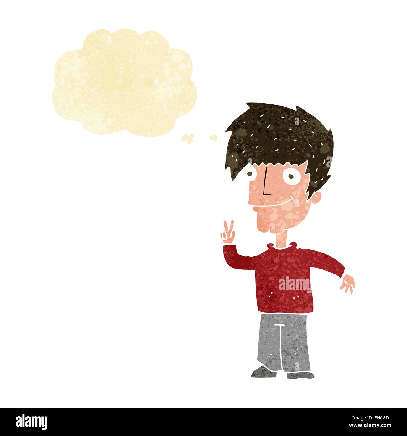 cartoon man giving peace sign with thought bubble Stock Vector Image ...