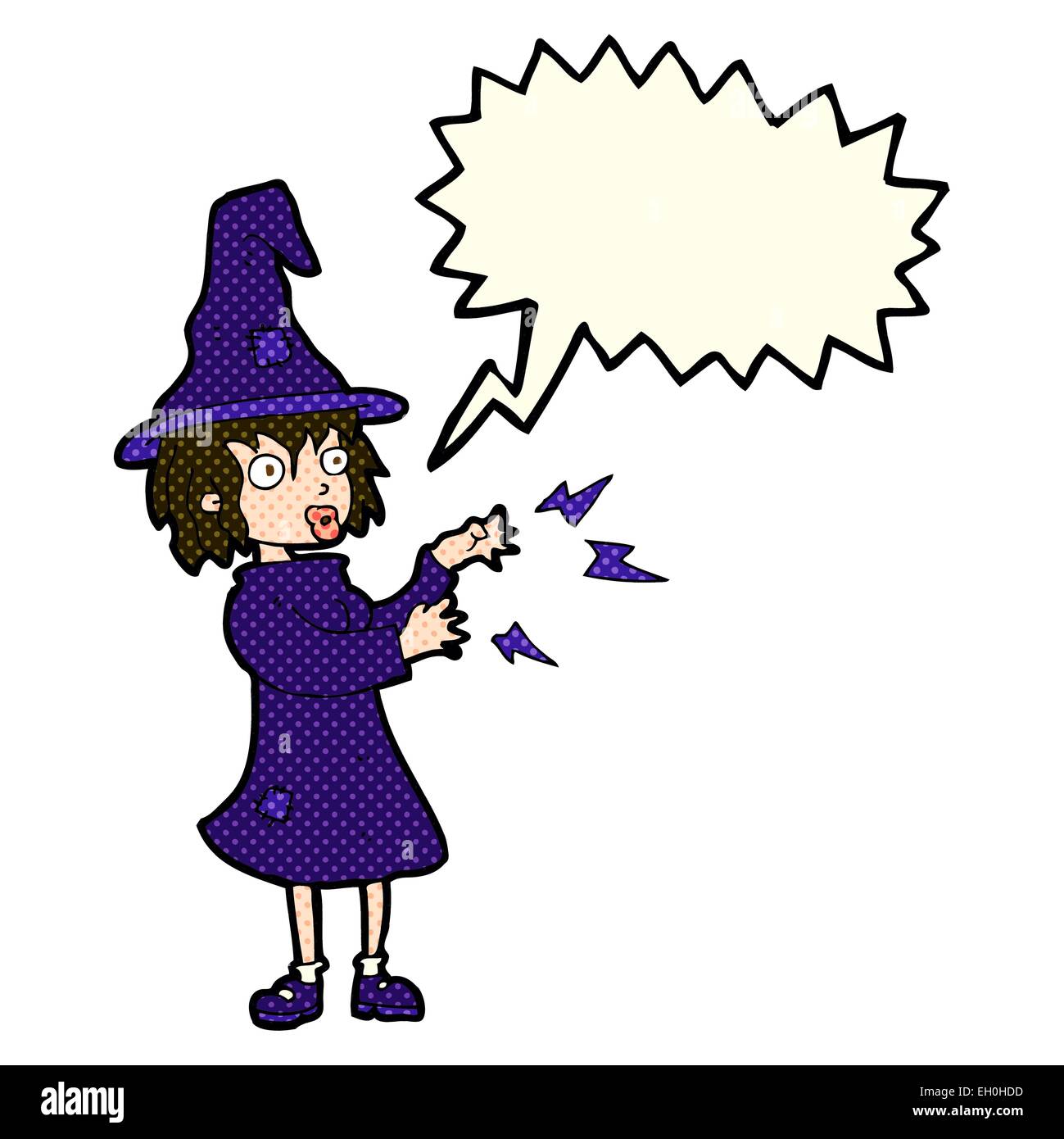 cartoon witch casting spell with speech bubble Stock Vector Image & Art ...