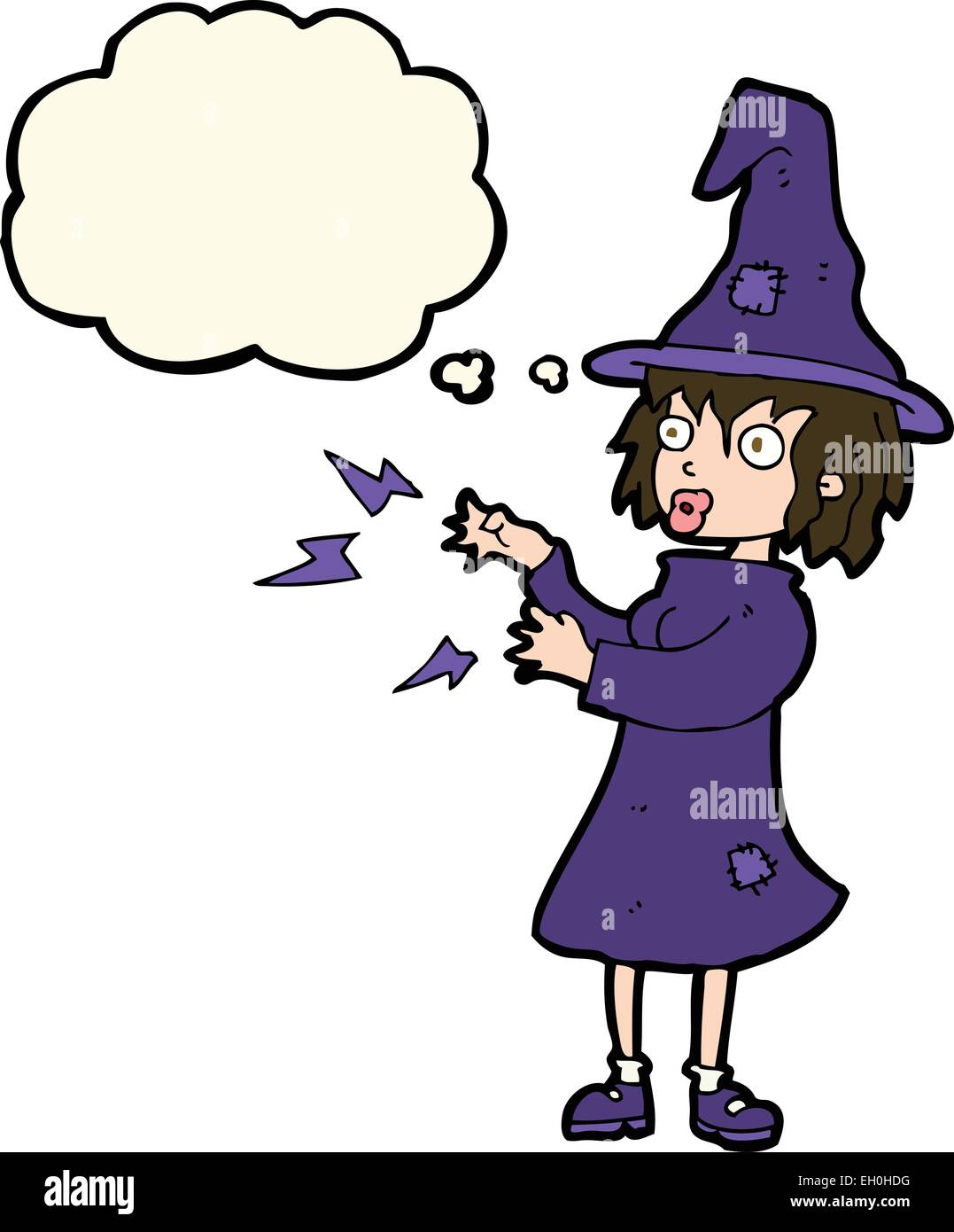 cartoon witch casting spell with thought bubble Stock Vector Image ...