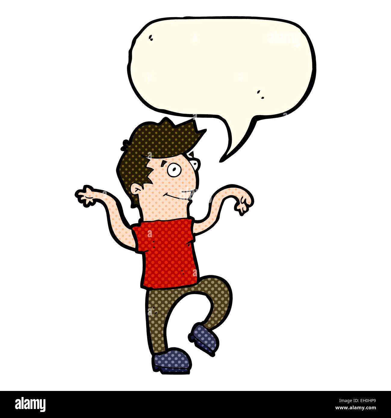 cartoon happy man doing funny dance with speech bubble Stock Vector ...