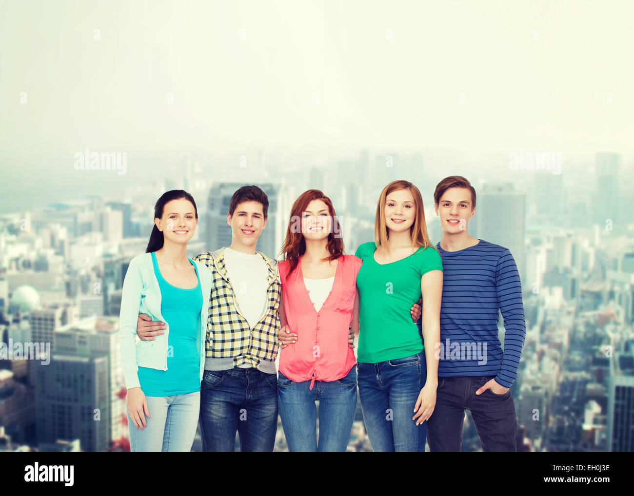 group of smiling students standing Stock Photo - Alamy