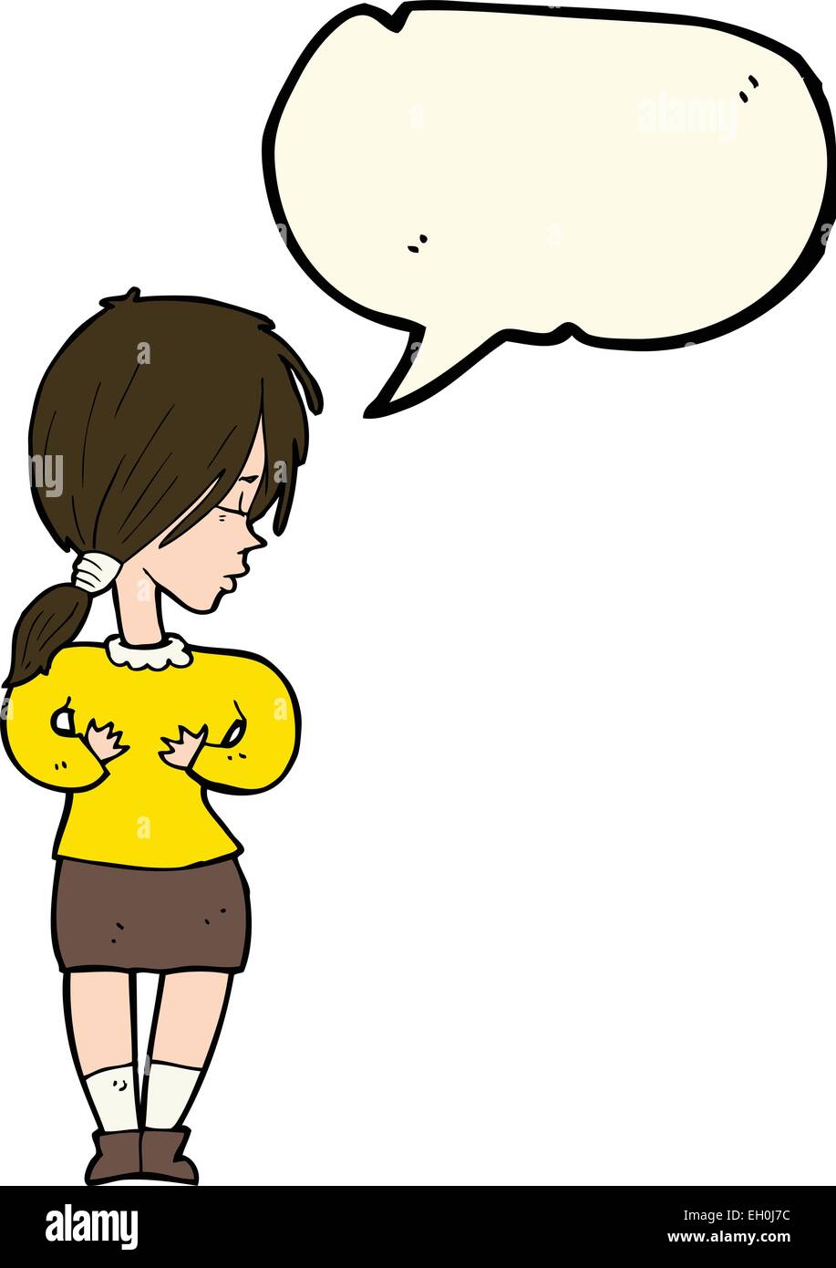 cartoon shy woman with speech bubble Stock Vector Image & Art - Alamy