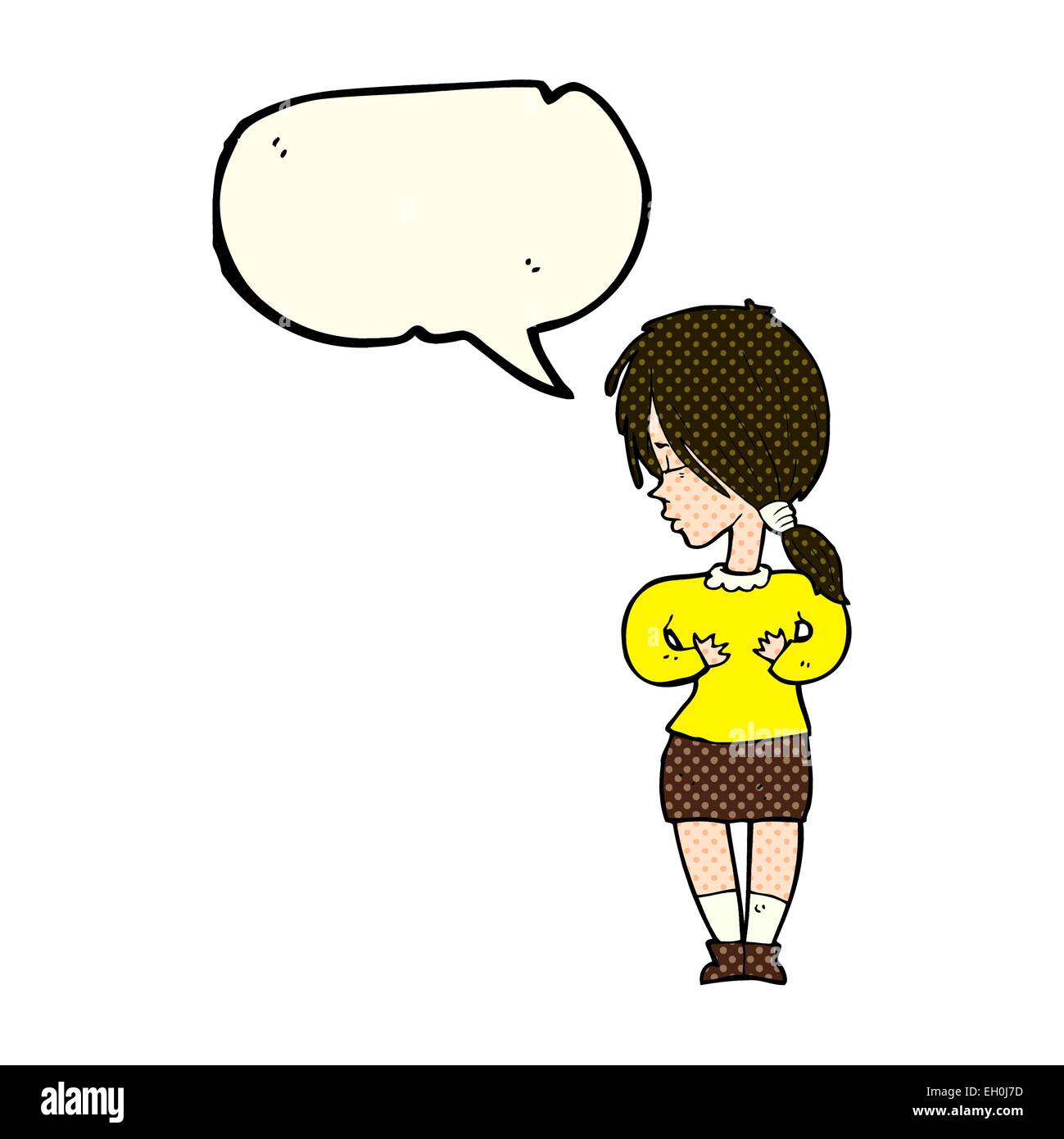 cartoon shy woman with speech bubble Stock Vector Image & Art - Alamy