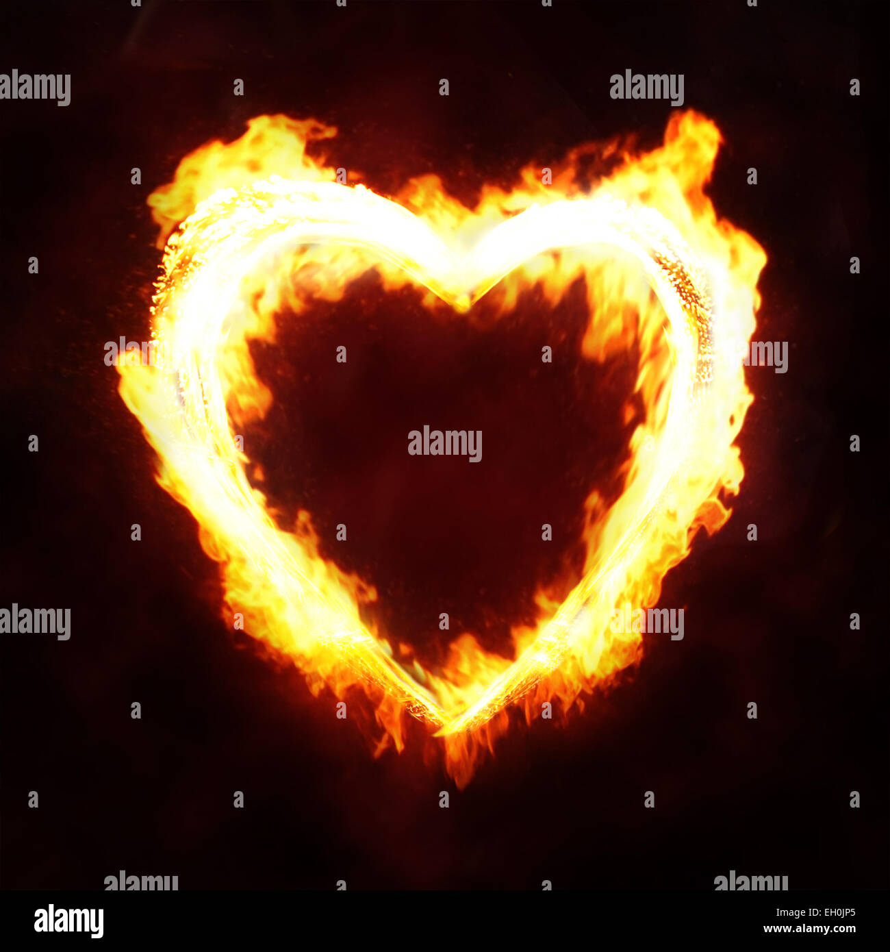 Valentines day or hot love concept - fire heart Stock Photo - Alamy