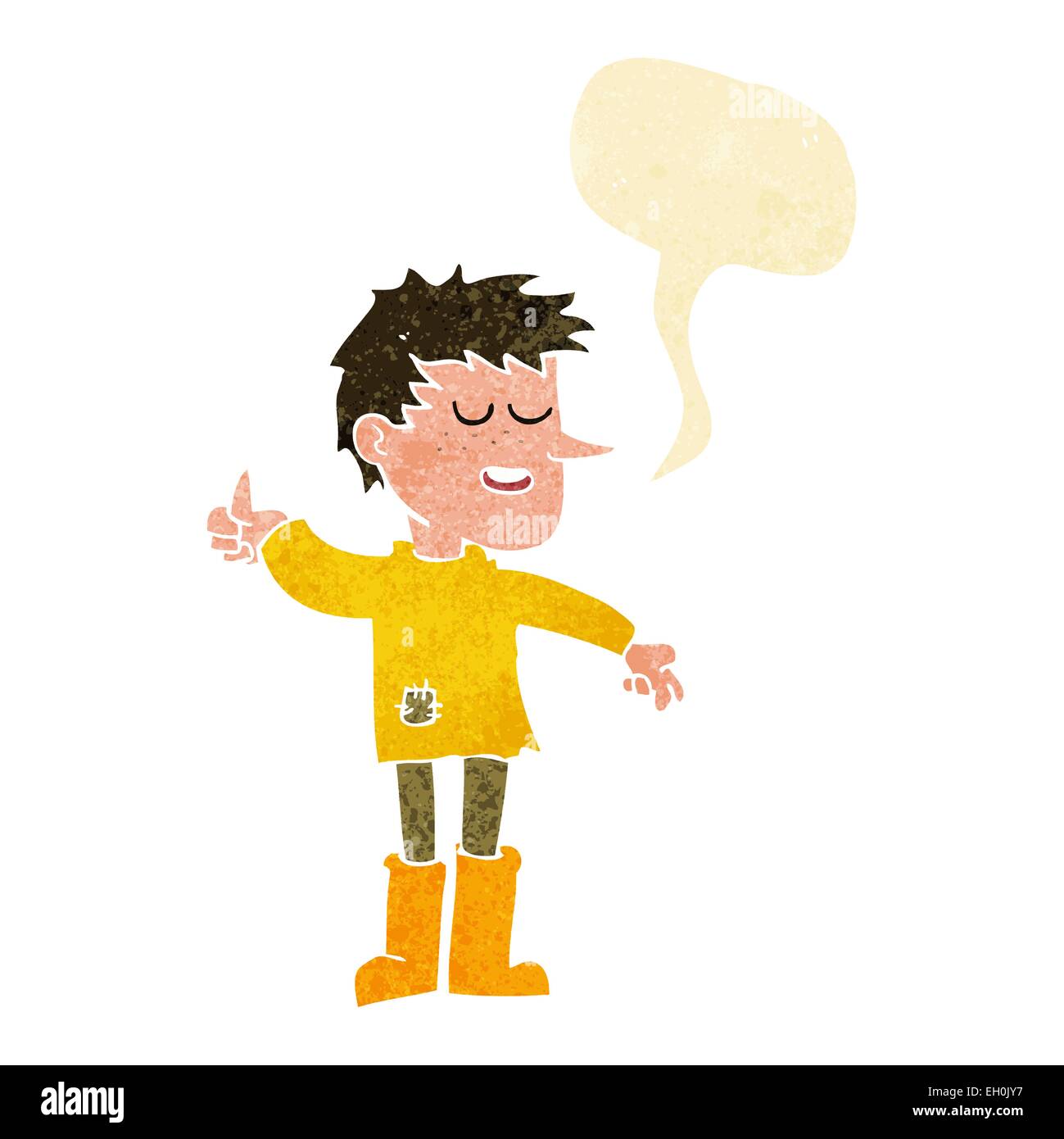 cartoon poor boy with positive attitude with speech bubble Stock Vector ...