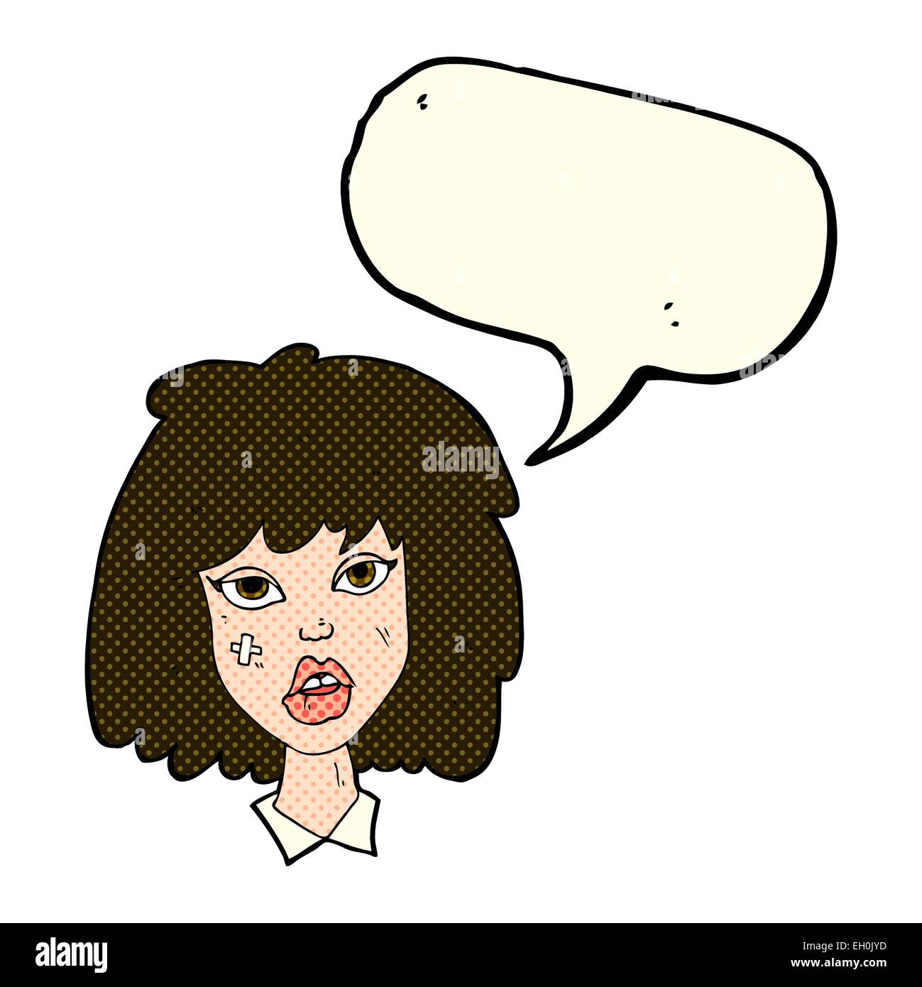 cartoon woman with bruised face with speech bubble Stock Vector Image ...