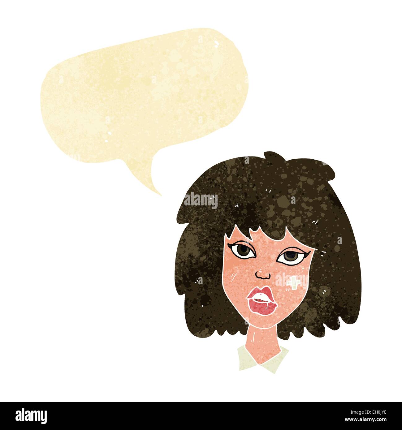 cartoon woman with bruised face with speech bubble Stock Vector Image ...
