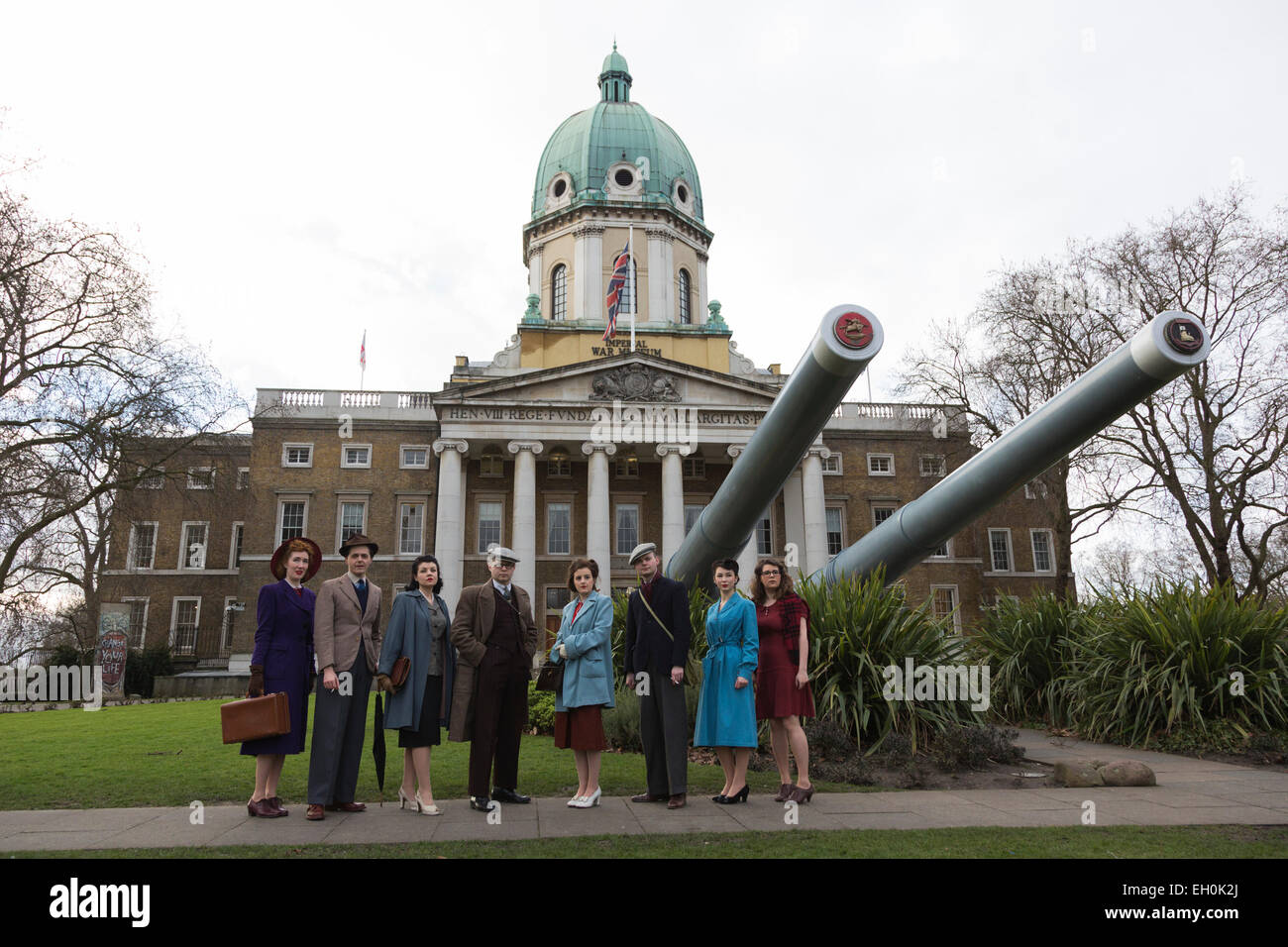 London, UK. 3 March 2015. Photocall with models dressed in 1940s street ...