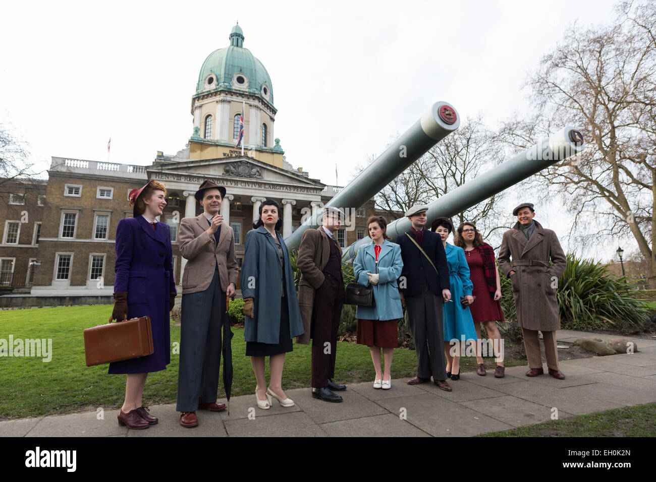 London, UK. 3 March 2015. Photocall with models dressed in 1940s street ...