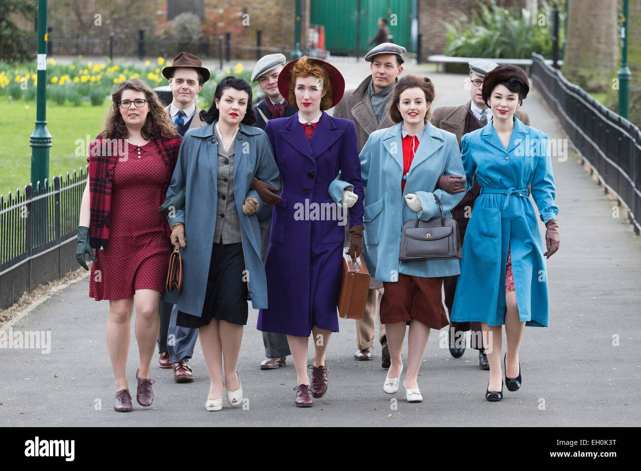 London, UK. 3 March 2015. Photocall with models dressed in 1940s street ...