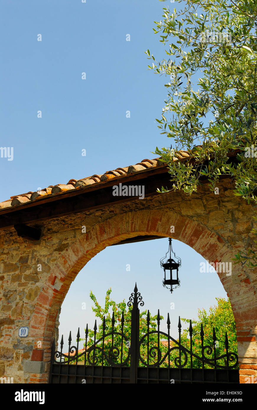 Wrought iron fence or gate of a private property, Florence, Tuscany ...