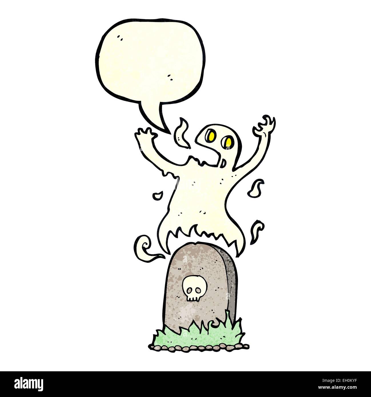 cartoon ghost rising from grave with speech bubble Stock Vector Image ...