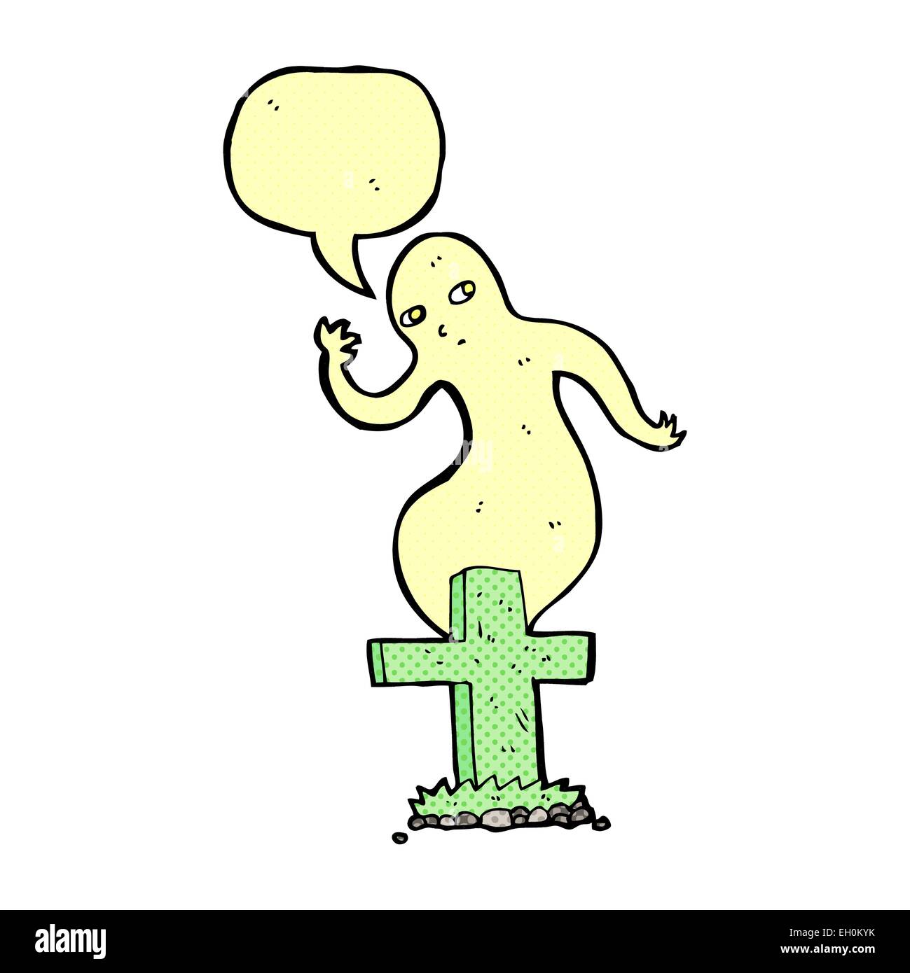 cartoon ghost rising from grave with speech bubble Stock Vector Image ...