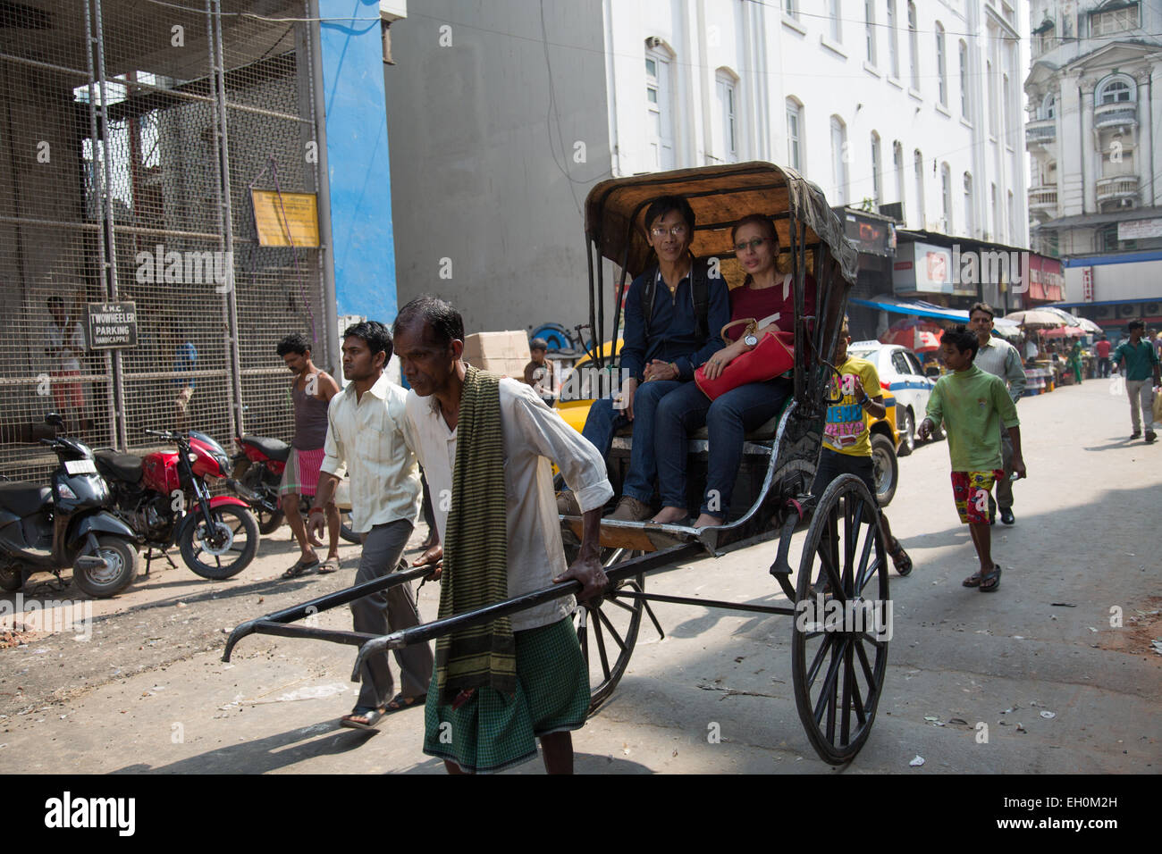 Rickshaw drive sitting transportation wheel passengers hi-res stock ...