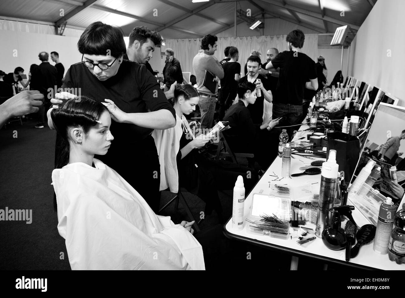 Fashion backstage italy Black and White Stock Photos & Images - Alamy