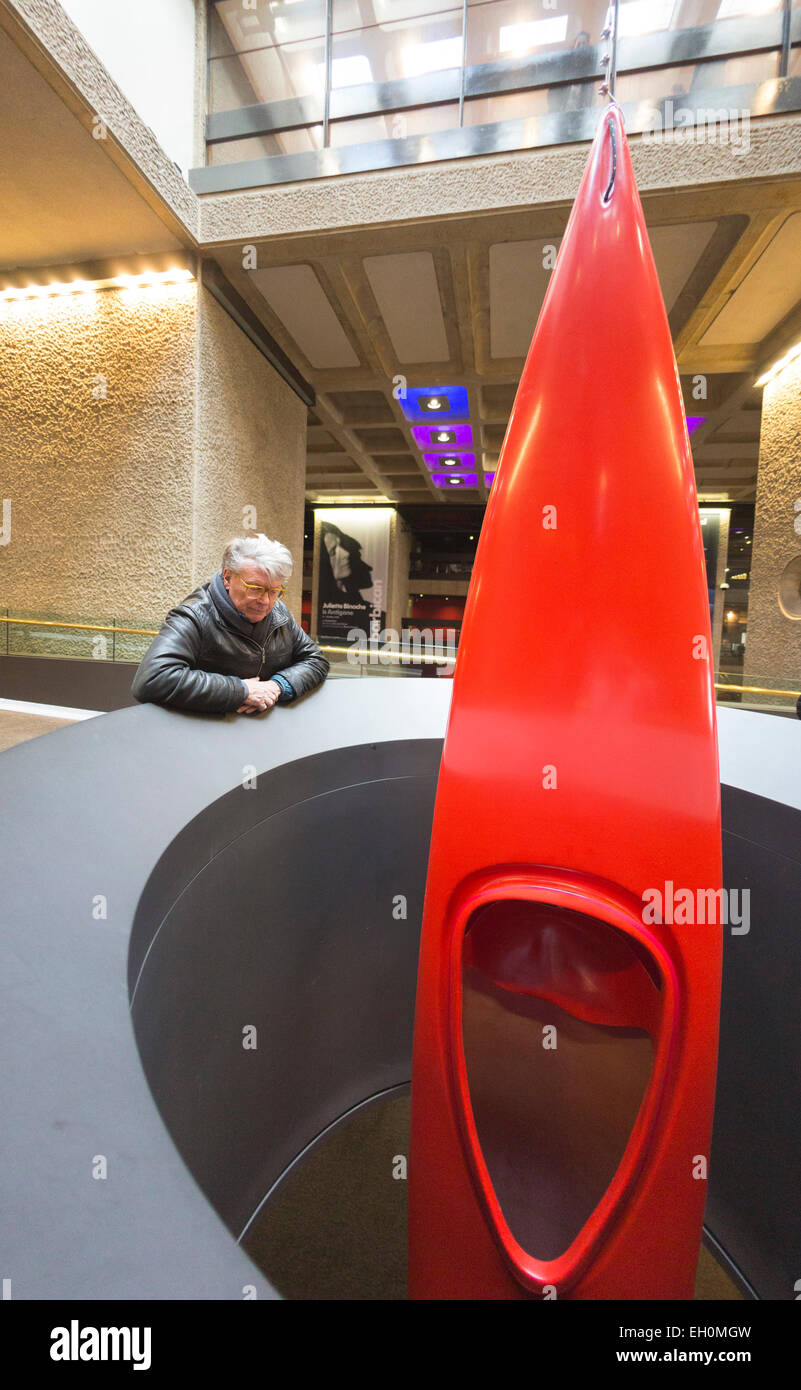 London, UK. 3 March 2015. Pictured: Artist Roman Signer with his kayak ...