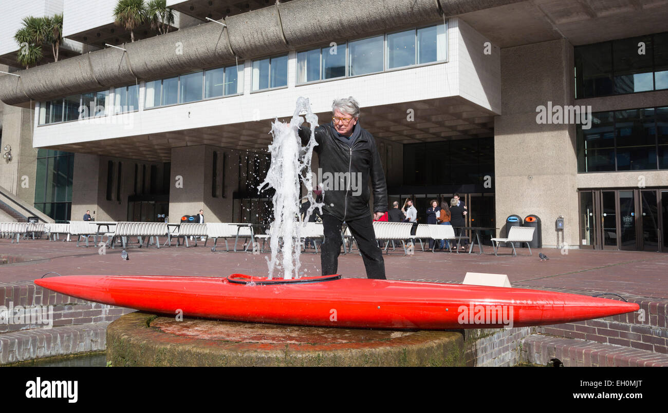 London, UK. 3 March 2015. Pictured: Artist Roman Signer with his kayak ...