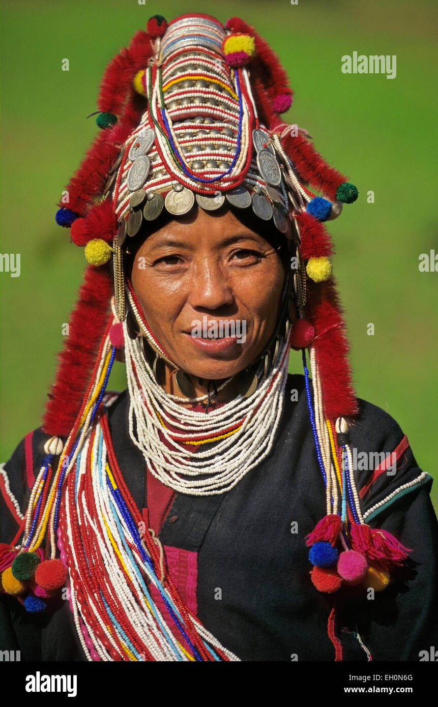 Woman the akha tribe in traditional dress hi-res stock photography and ...