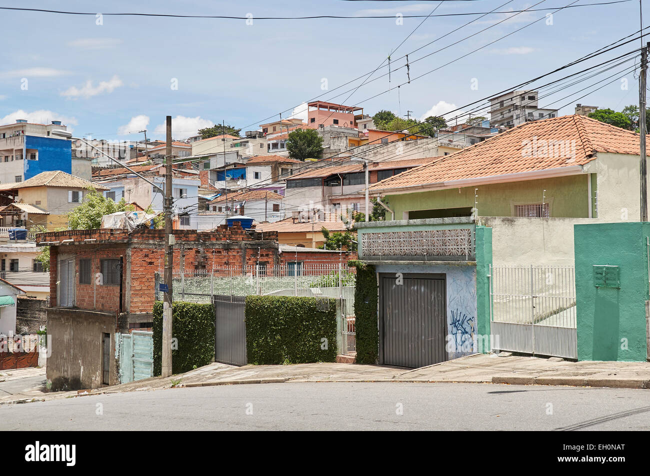 Poverty in the favela of Sao Paulo city. Illegal and fragile ...